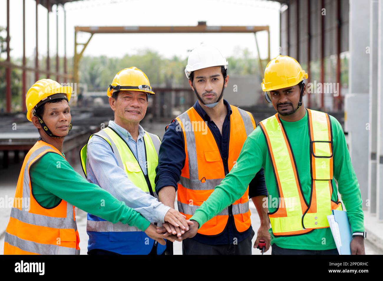 Group teamwork architect harmonious with hands for achievement together ...