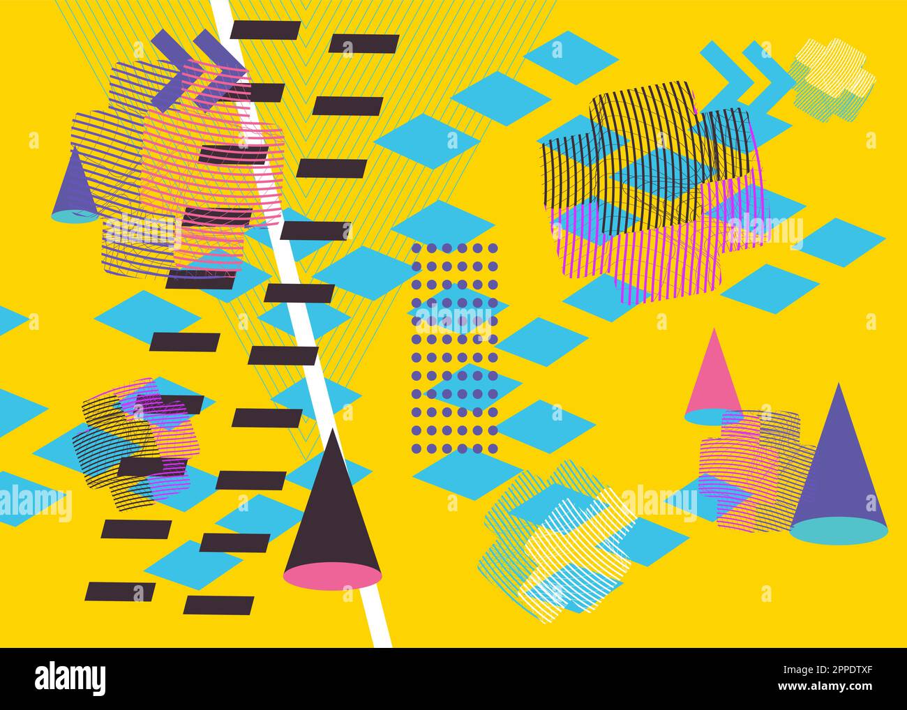 Cartoon illustration background busy colorful Stock Vector Images - Alamy