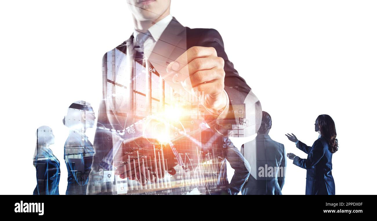 Group of business people outlines with lit background Stock Photo - Alamy