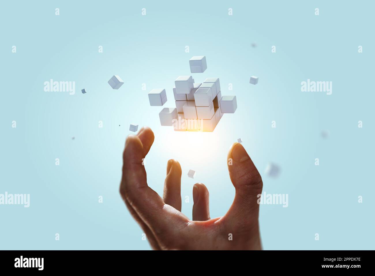 Glowing cubes. Innovation and creativity concept Stock Photo - Alamy