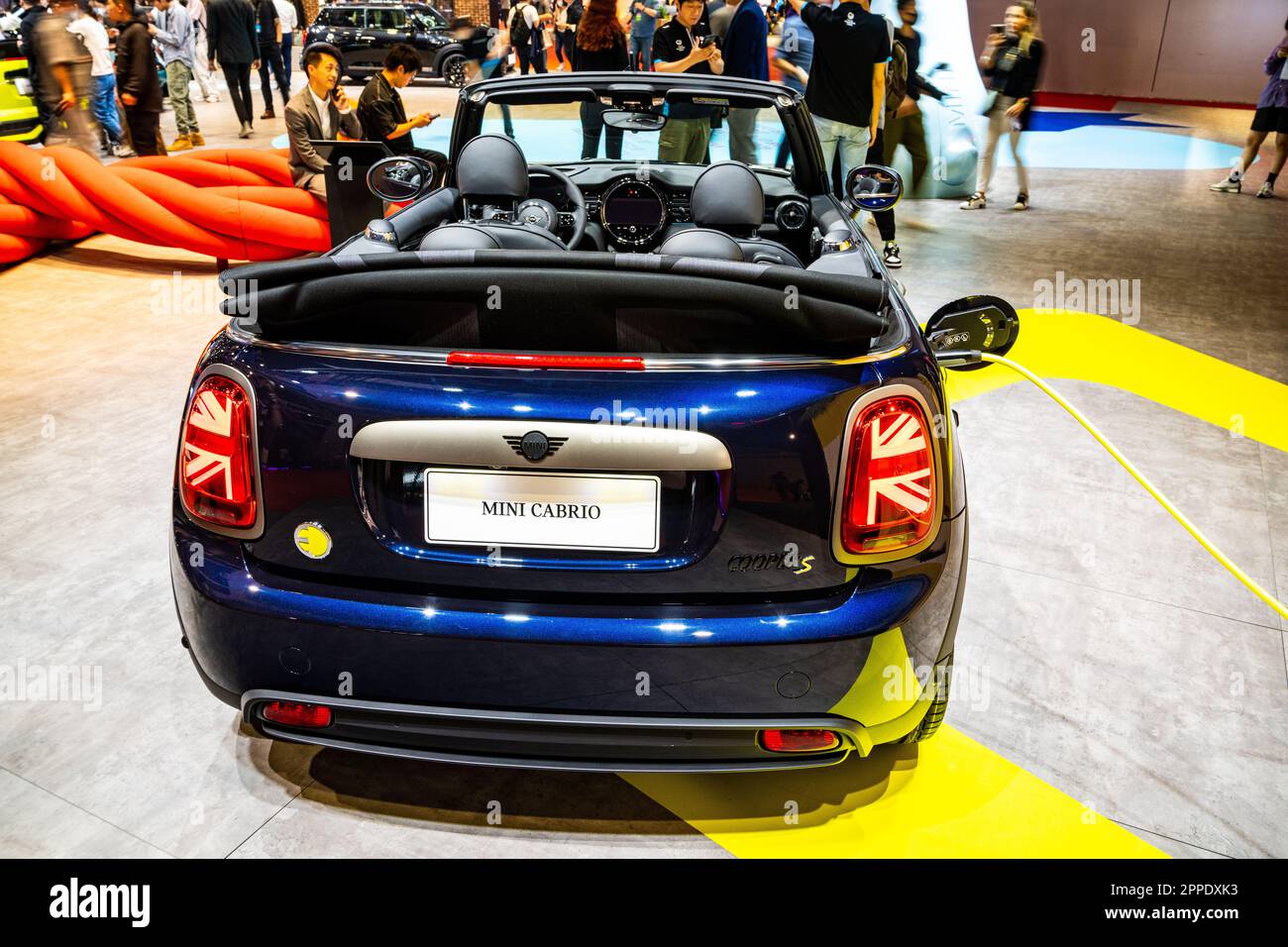 Mini Cabrio convertible EV on display at the 2023 Shanghai Auto Show ...