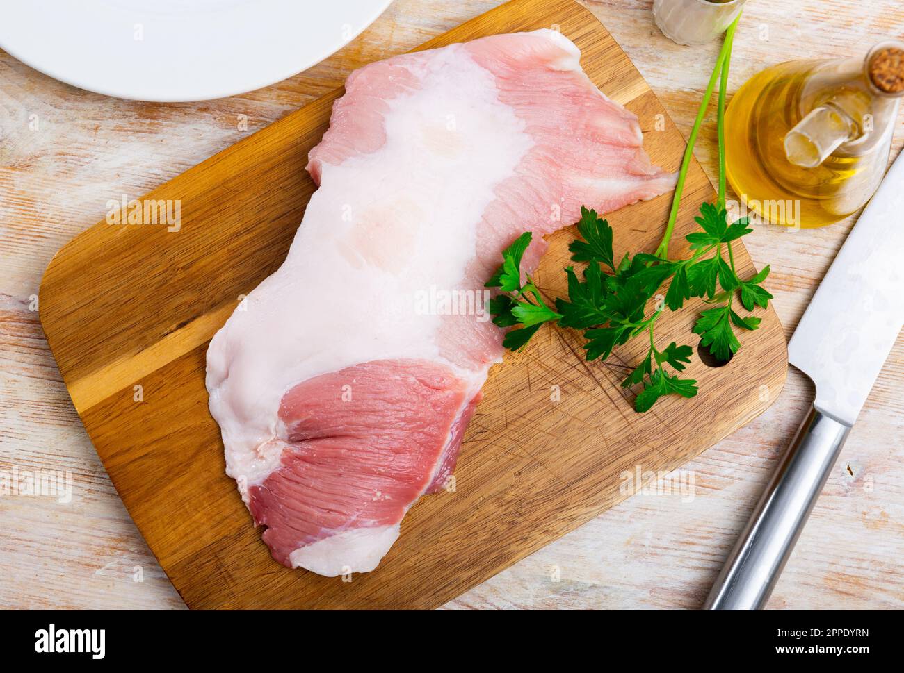 Fresh raw pork secreto fillet, special cut of Iberian pig meat and ...