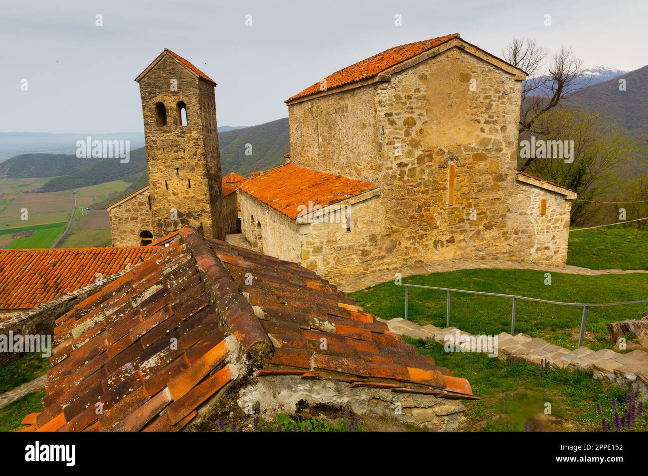 Spring landscape with ancient structures of Nekresi monastery Stock ...