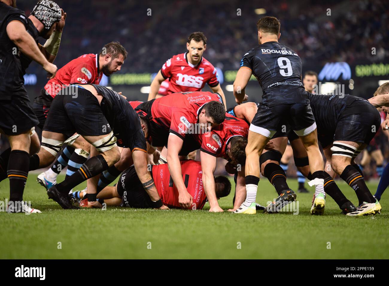 Cardiff, Wales. 22nd April 2023. Seb Davies during URC Welsh Shield ...