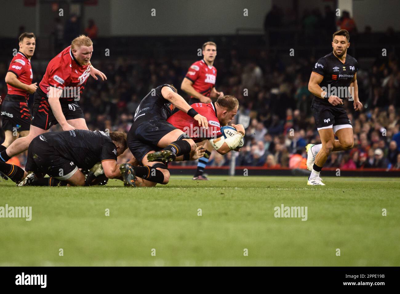 Cardiff, Wales. 22nd April 2023. Alun Whyn Jones and Tomas Francis ...