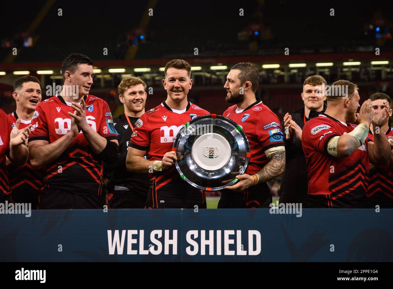 Cardiff, Wales. 22nd April 2023. Jason Harries and Josh Turnbull hold ...