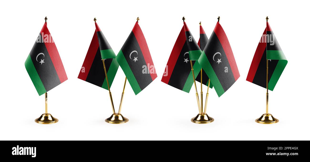 Small national flags of the Libya on a white background Stock Photo - Alamy