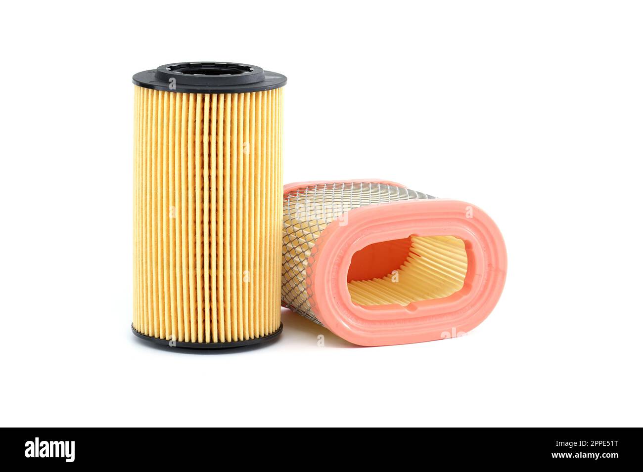 Air, fuel or oil filters isolated on a white background. Car servicing ...