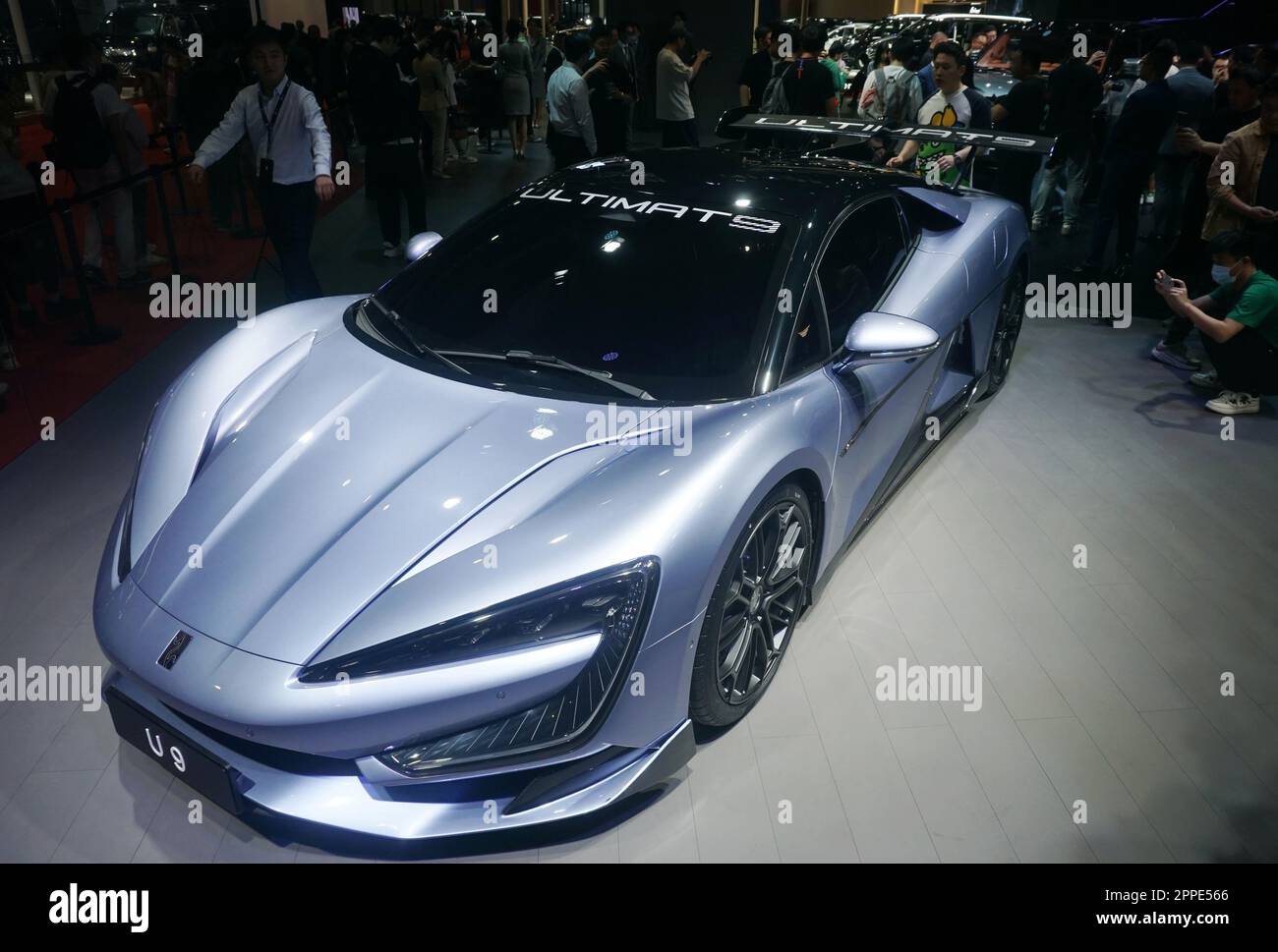 SHANGHAI, CHINA - APRIL 20, 2023 - Spectators look at BYD's first pure ...