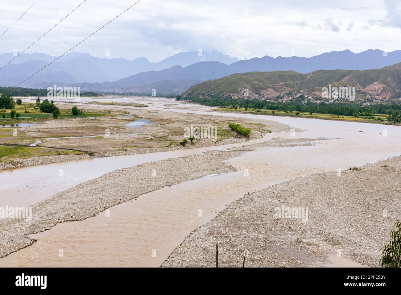 High angle view of a flood in river swat at Pakistan Stock Photo - Alamy