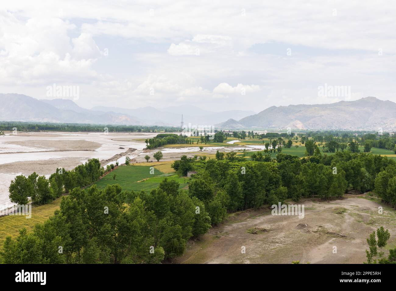 High angle view of a beautiful valley in the countryside of Pakistan ...