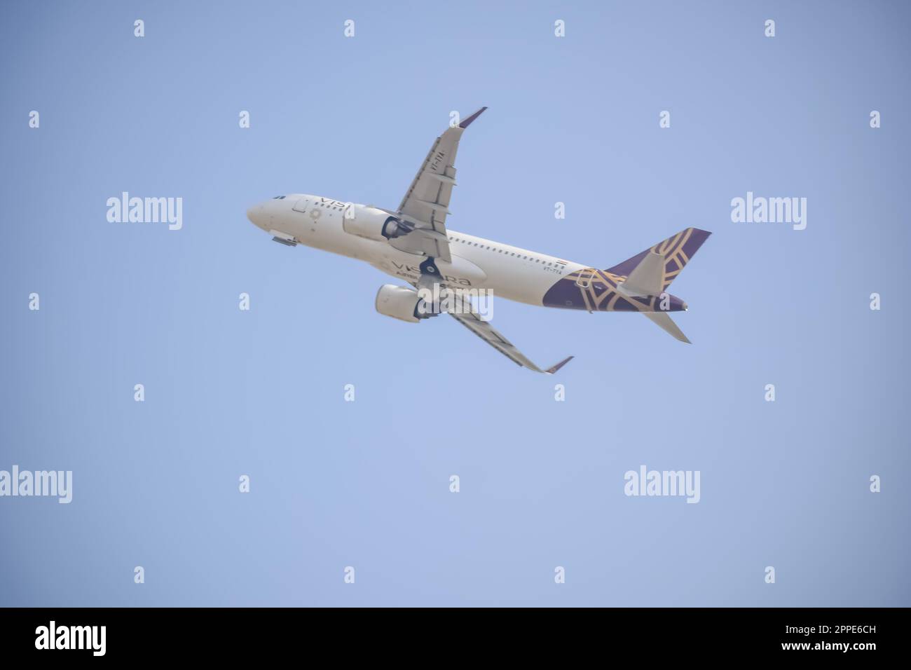 New Delhi, India, April 16 2023 - Vistara Airbus A320 neo take off from ...