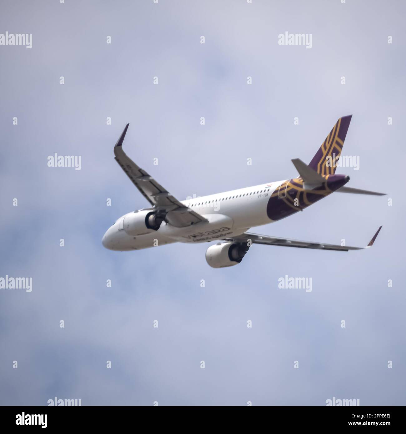 New Delhi, India, April 16 2023 - Vistara Airbus A320 neo take off from ...