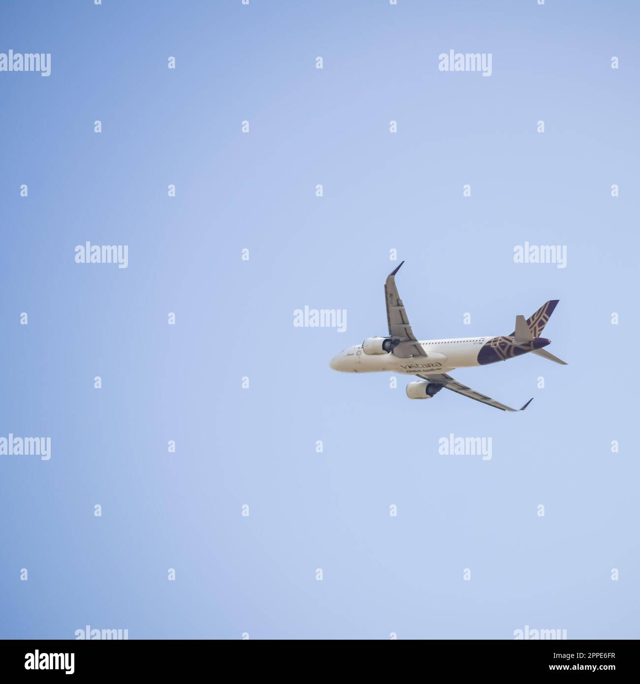 New Delhi, India, April 16 2023 - Vistara Airbus A320 neo take off from ...