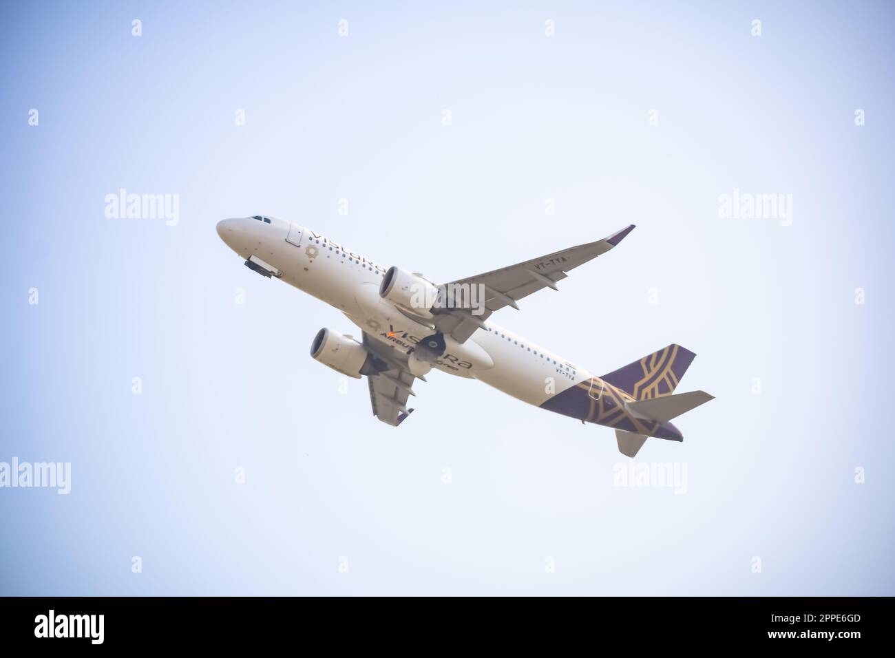 New Delhi, India, April 16 2023 - Vistara Airbus A320 neo take off from ...