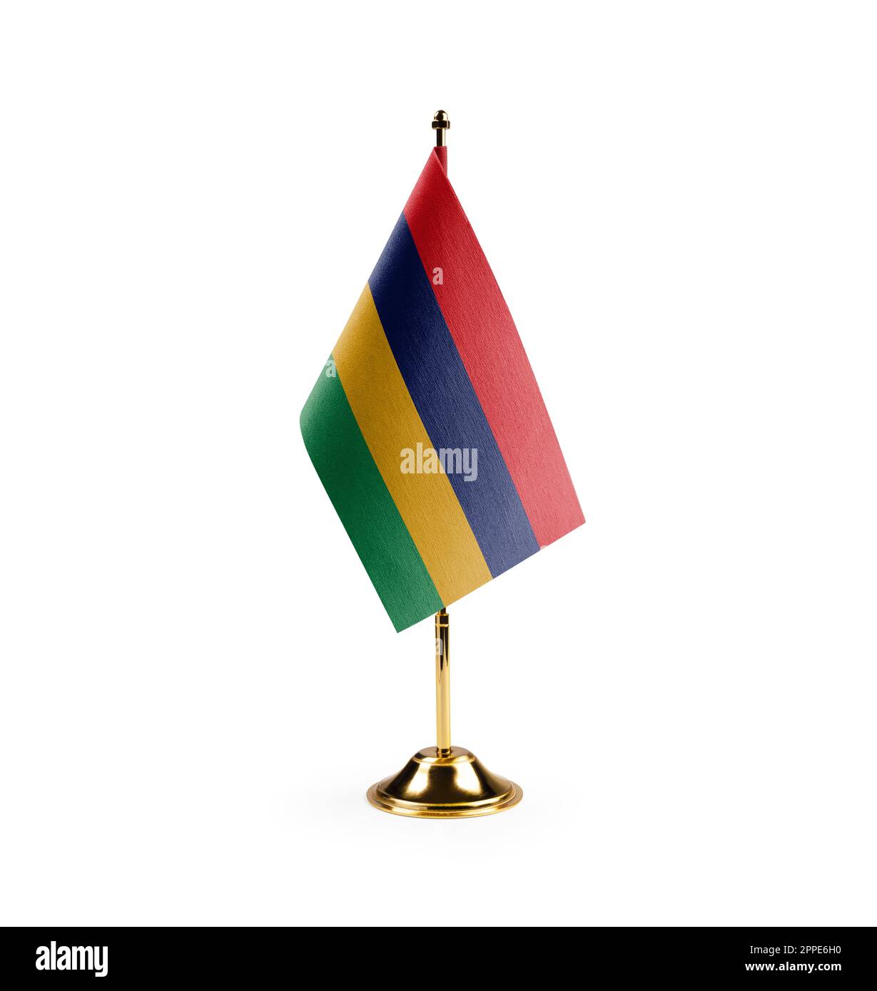Small national flag of the Mauritius on a white background Stock Photo ...