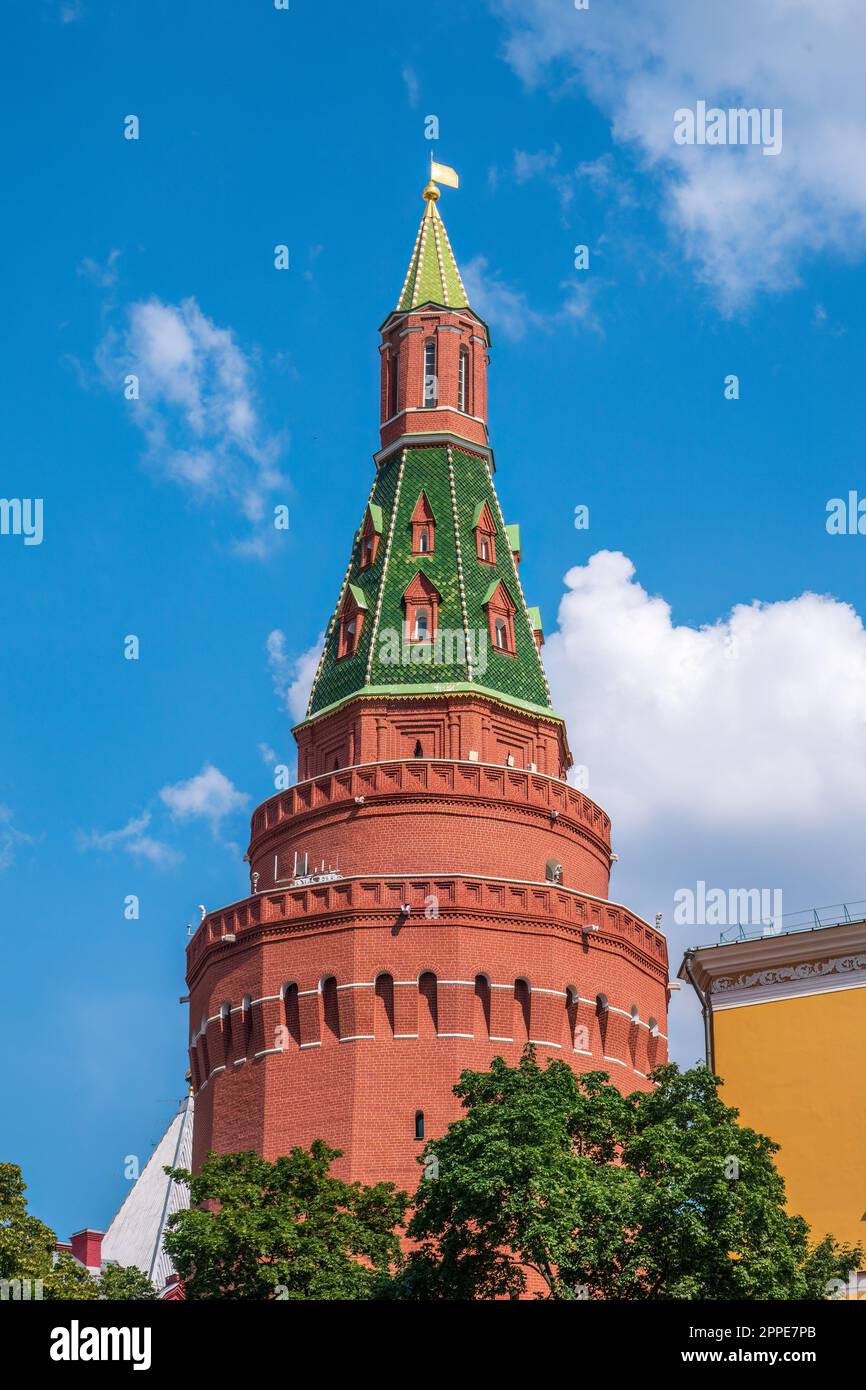 Corner Arsenalnaya Tower of Kremlin in Moscow, Russia. The northern and ...