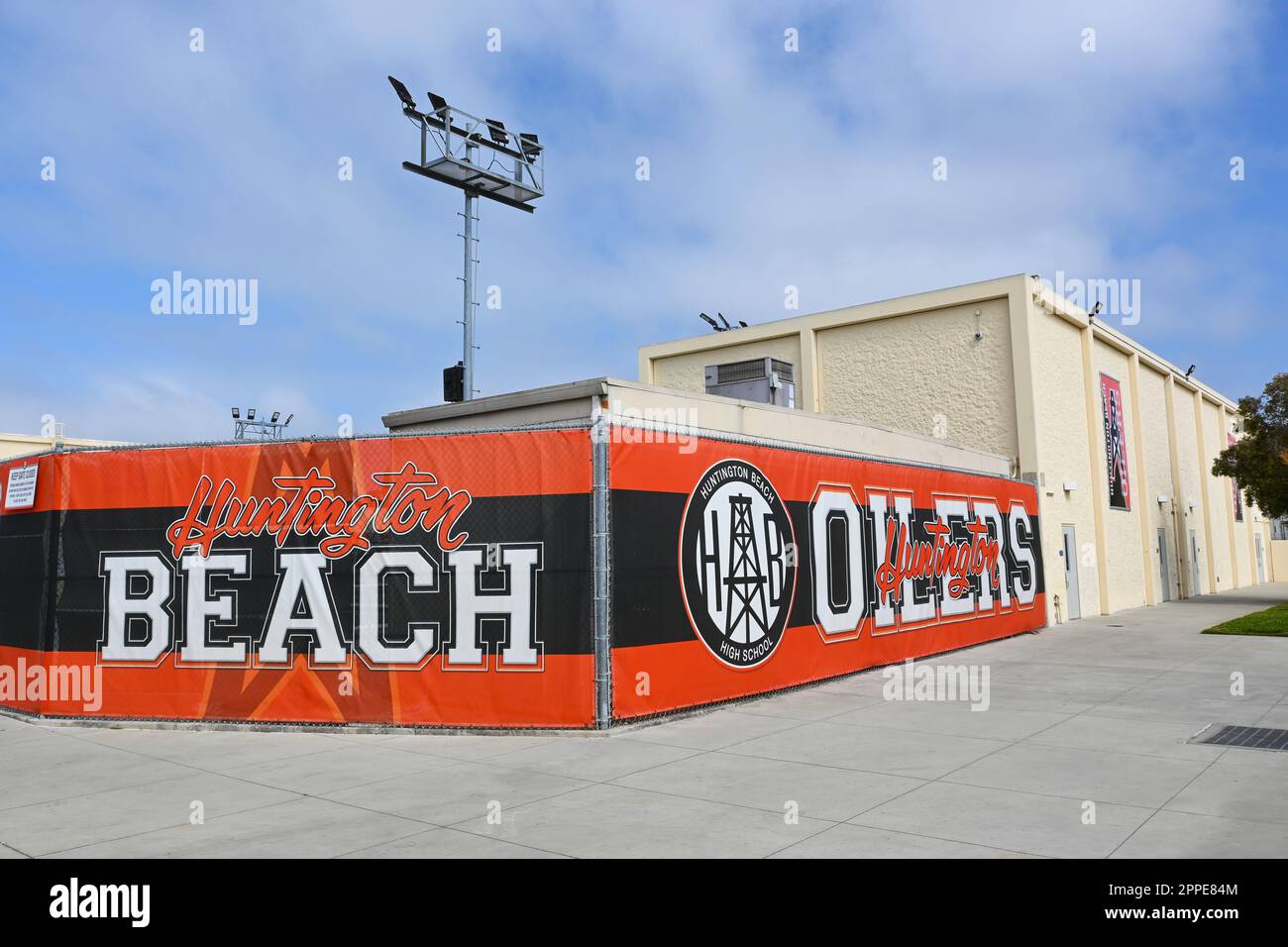 HUNTINGTON BEACH, CALIFORNIA - 23 APR 2023: Banner for the Oilers on ...
