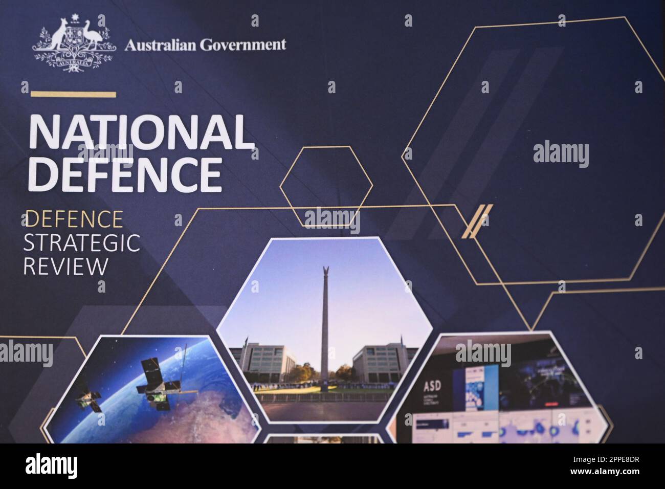 A generic view of a copy of the Defence Strategic Review at Parliament ...