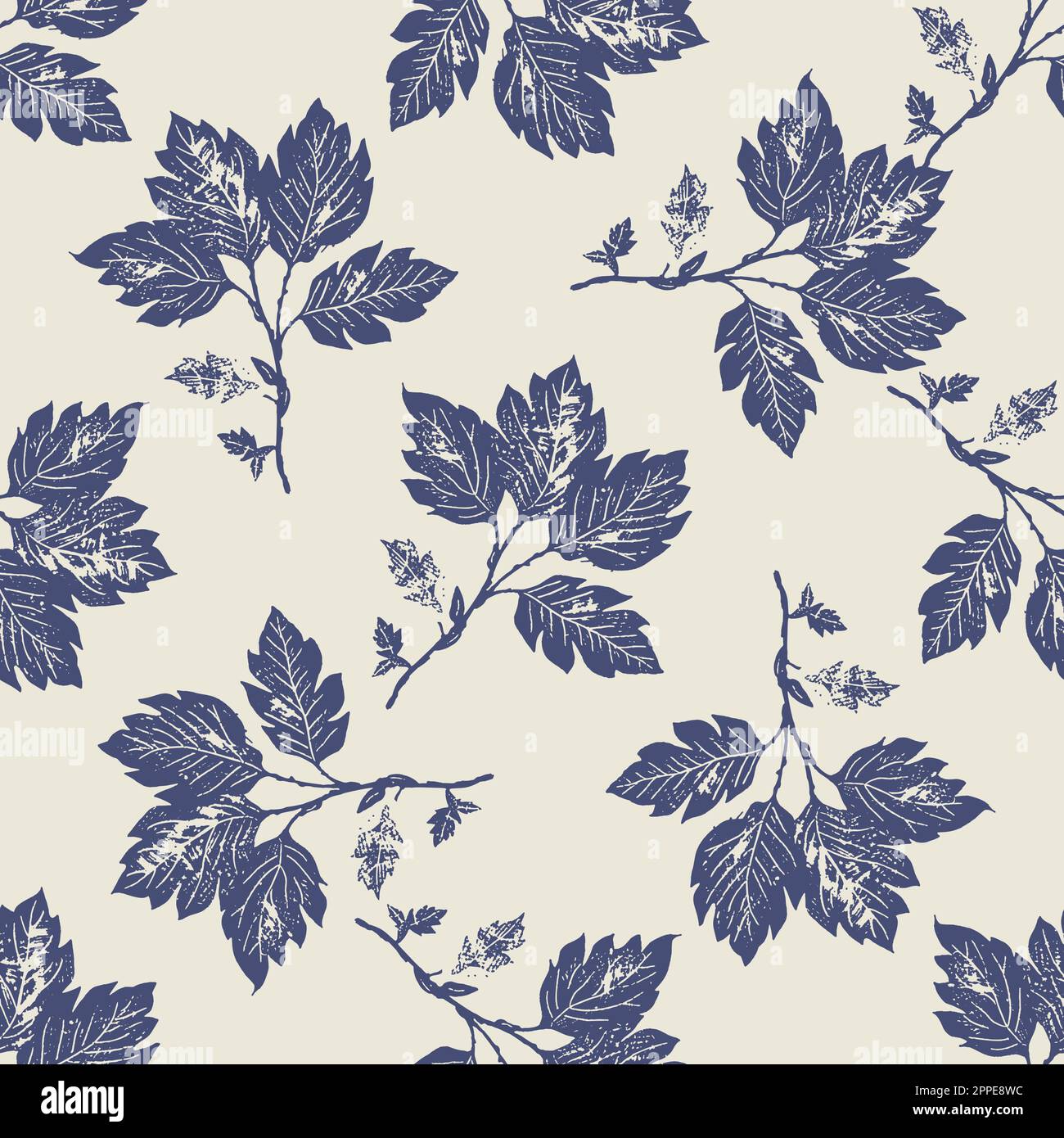 Masculine block print sprig stem vector pattern. Seamless sketchy herb ...