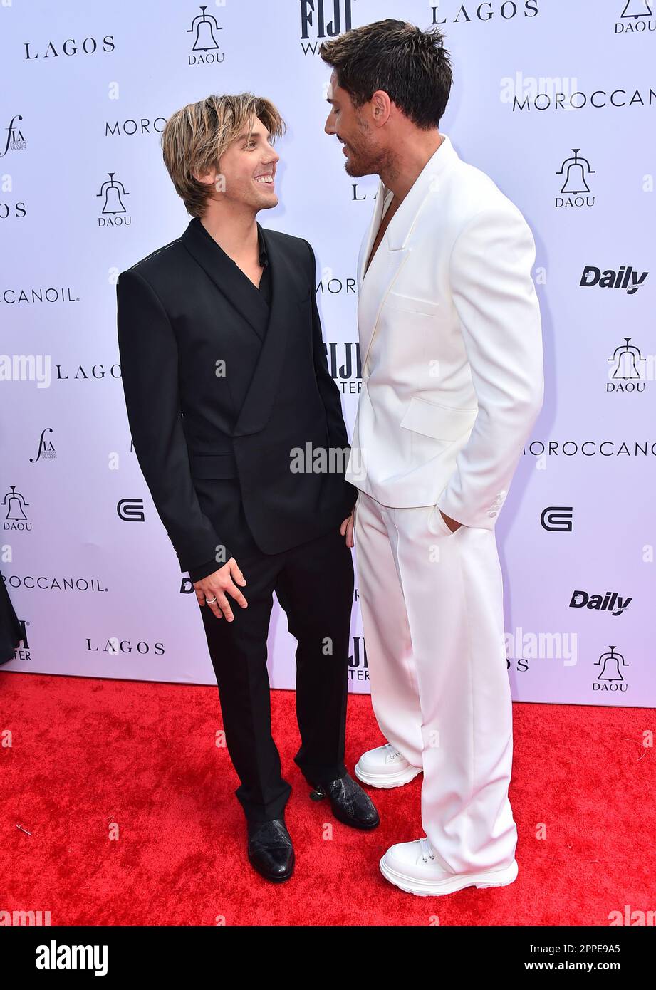 Lukas Gage, left, and Chris Appleton arrive at The Daily Front Row's ...