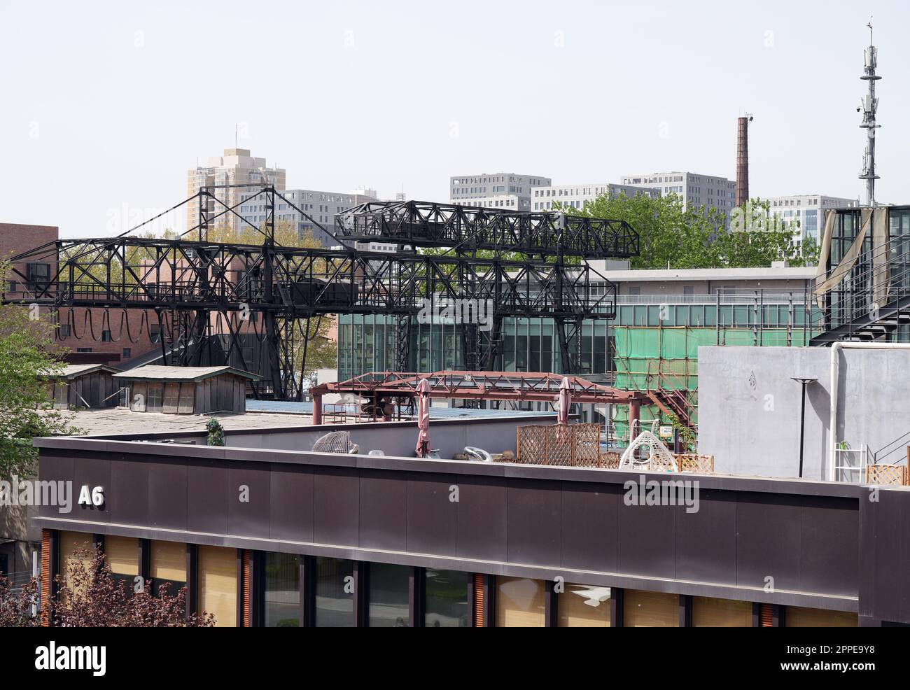 Peking, China. 15th Apr, 2023. Old factory buildings stand in the ...