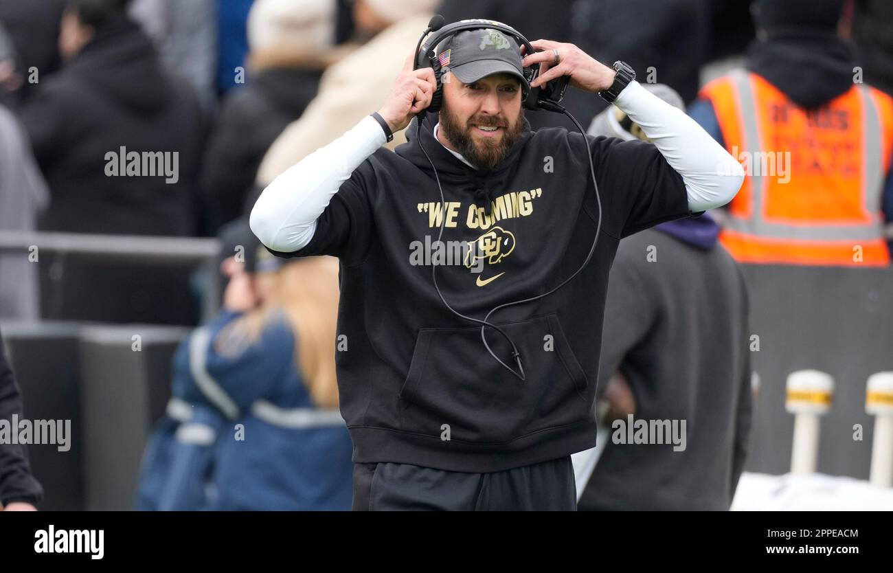 Colorado offensive coordinator Sean Lewis in the first half of the team ...