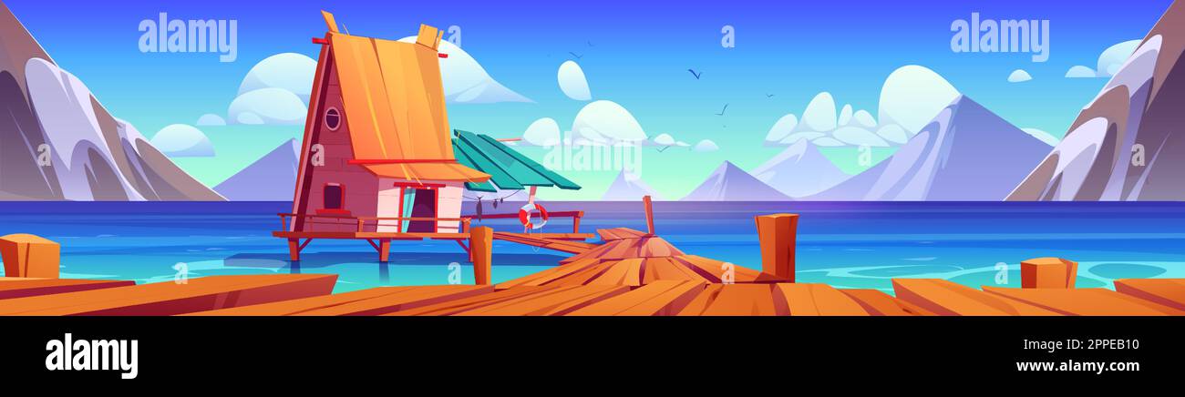Mountain cabin lake in Stock Vector Images - Alamy