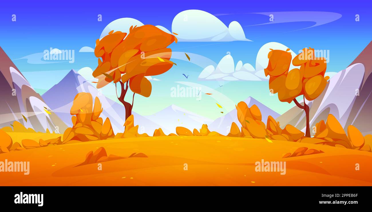 Autumn mountain valley landscape illustration cartoon vector ...