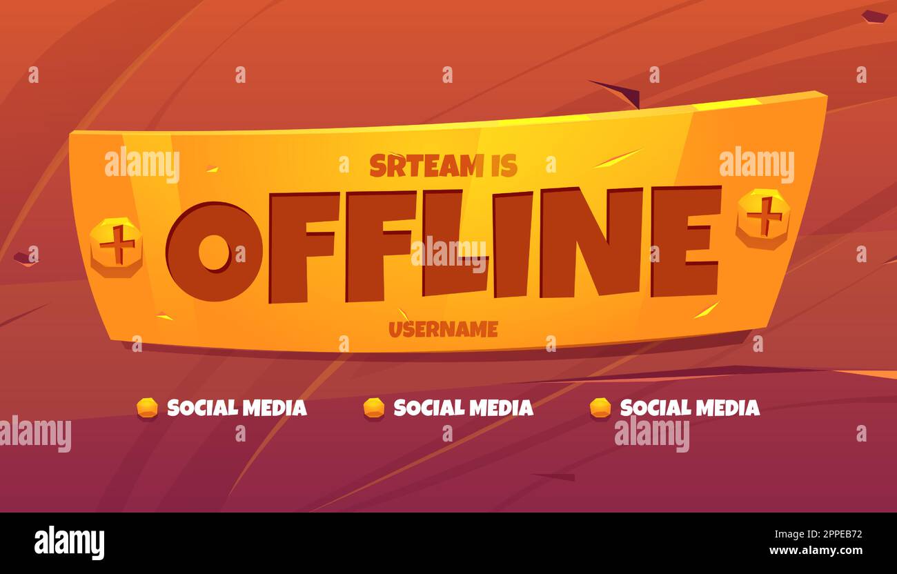 Stream is offline twitch cartoon background vector label. Creative game ...