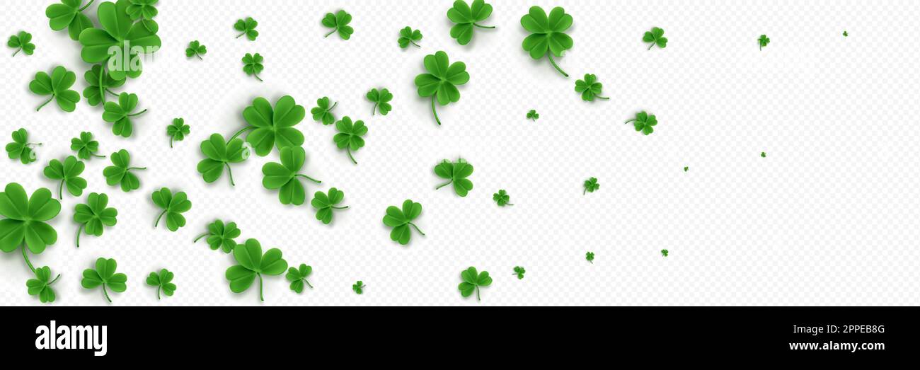 Clover shamrock 3d vector irish pattern. St Patrick day realistic green border for banner with ...