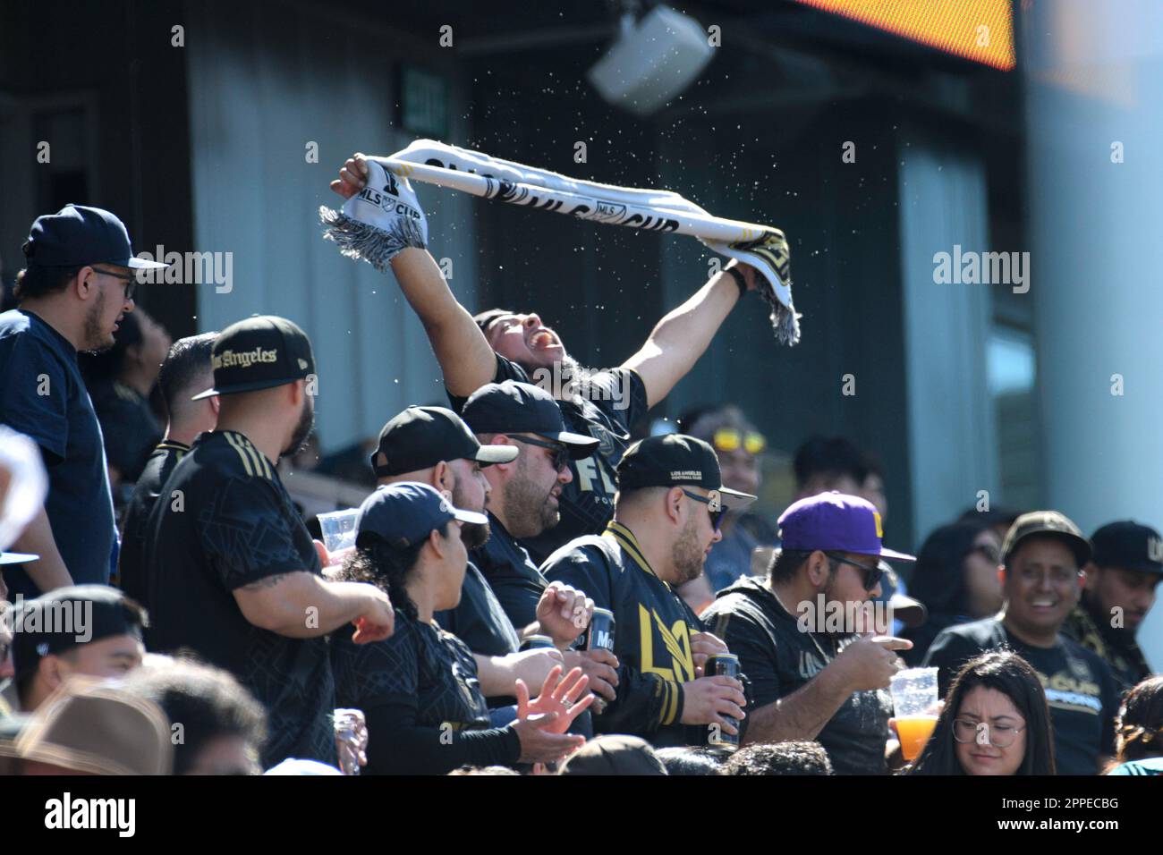 Los Angeles, United States. 16th Apr, 2023. An LAFC fan waves his ...