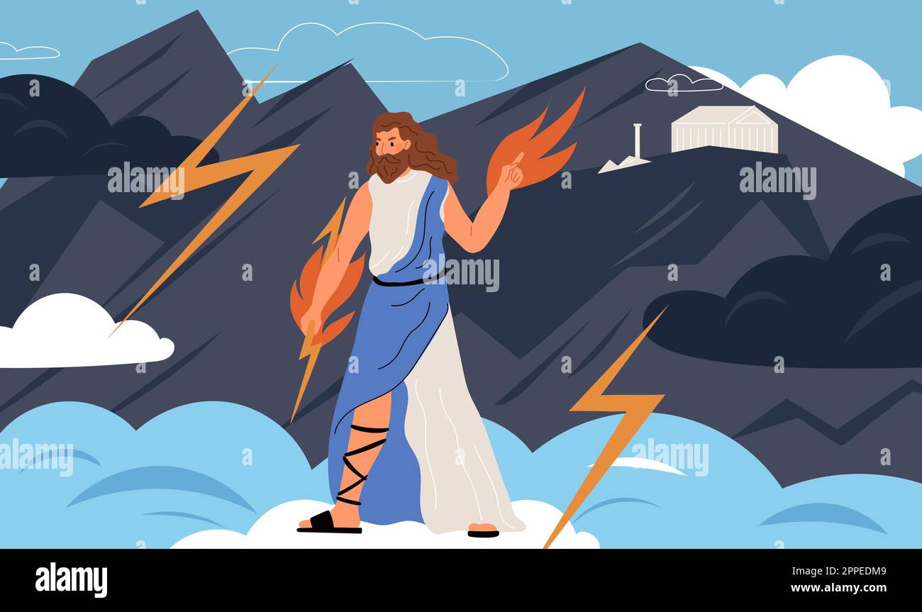 Zeus Throwing Lightning Bolt Clipart