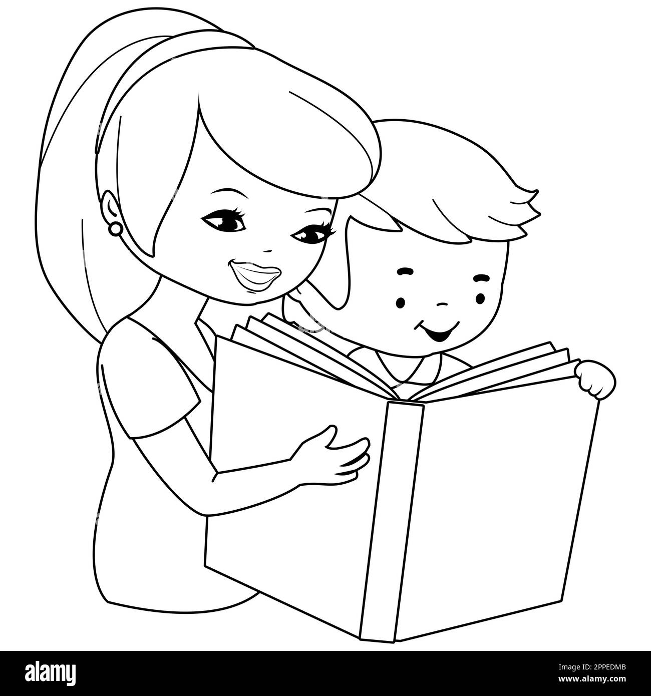 Parent And Child Reading Black And White