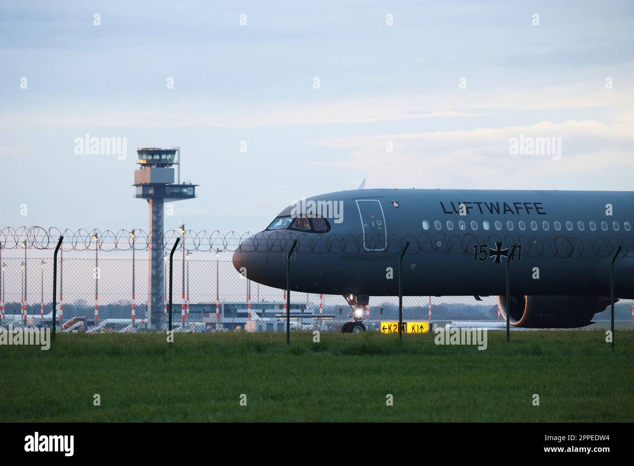 An Air Force Airbus carrying German citizens evacuated from Sudan lands ...