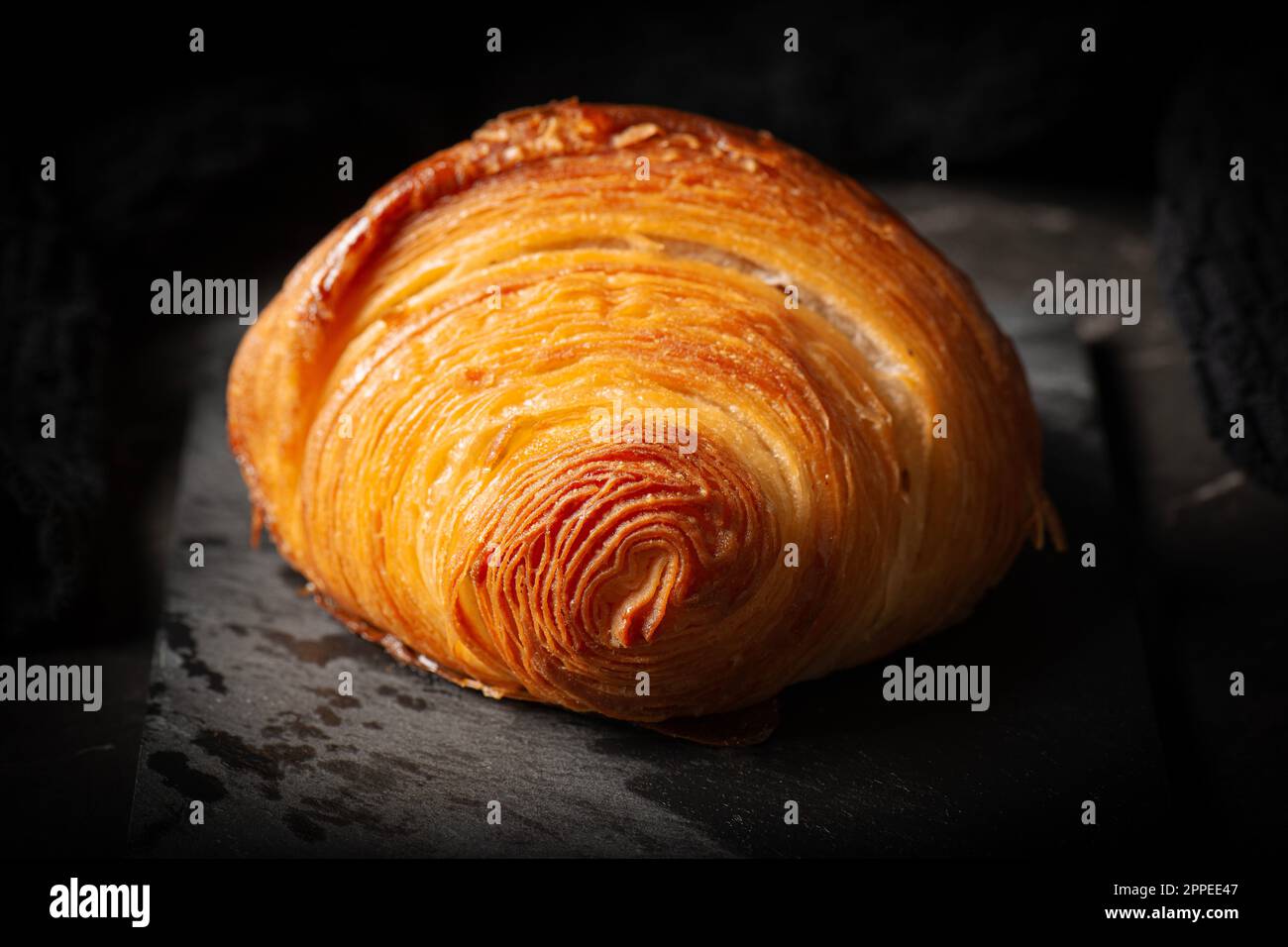 Delicious golden brown baked crispy and flaky plain buttery croissant ...