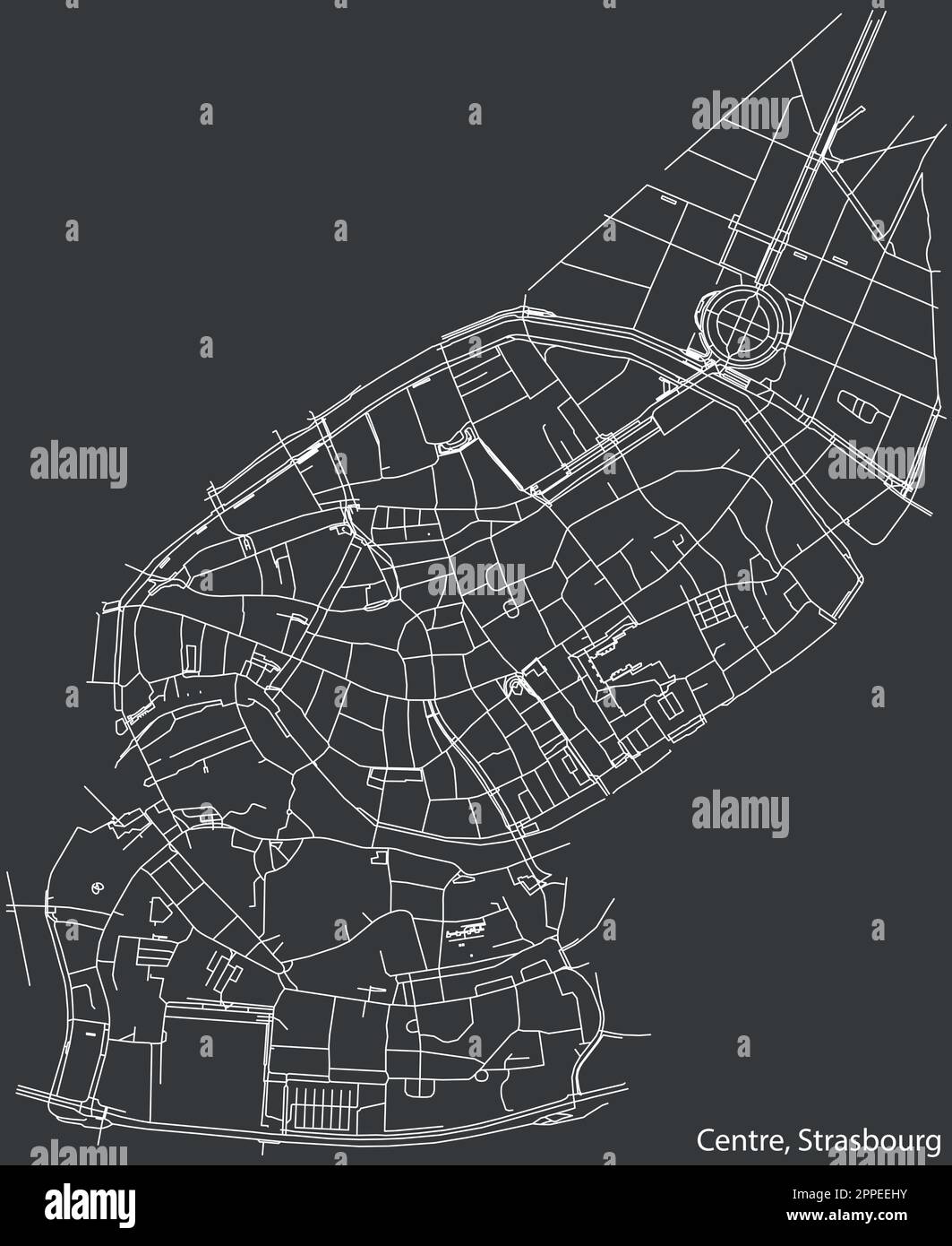 Street roads map of the CENTRE VILLE DISTRICT, STRASBOURG Stock Vector ...