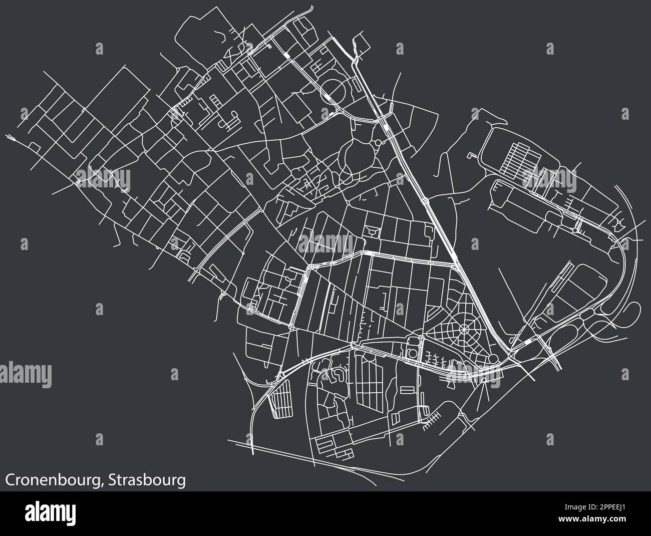 Street roads map of the CRONENBOURG DISTRICT, STRASBOURG Stock Vector ...