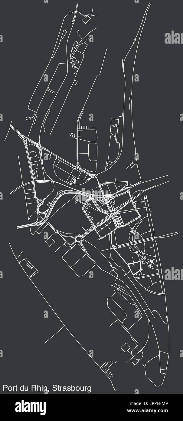 Street roads map of the PORT DU RHIN DISTRICT, STRASBOURG Stock Vector ...