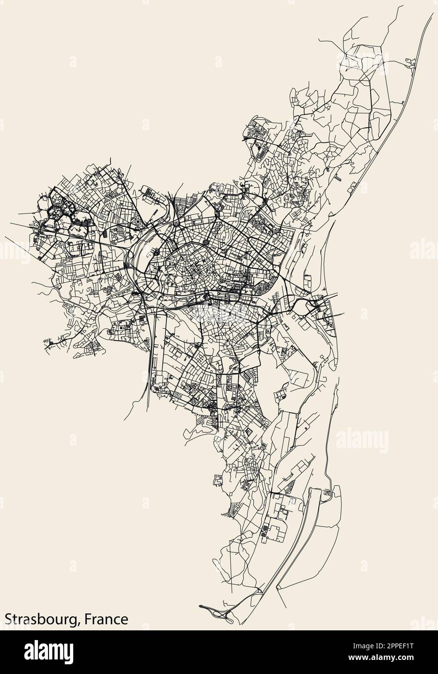 Street roads map of STRASBOURG, FRANCE Stock Vector Image & Art - Alamy