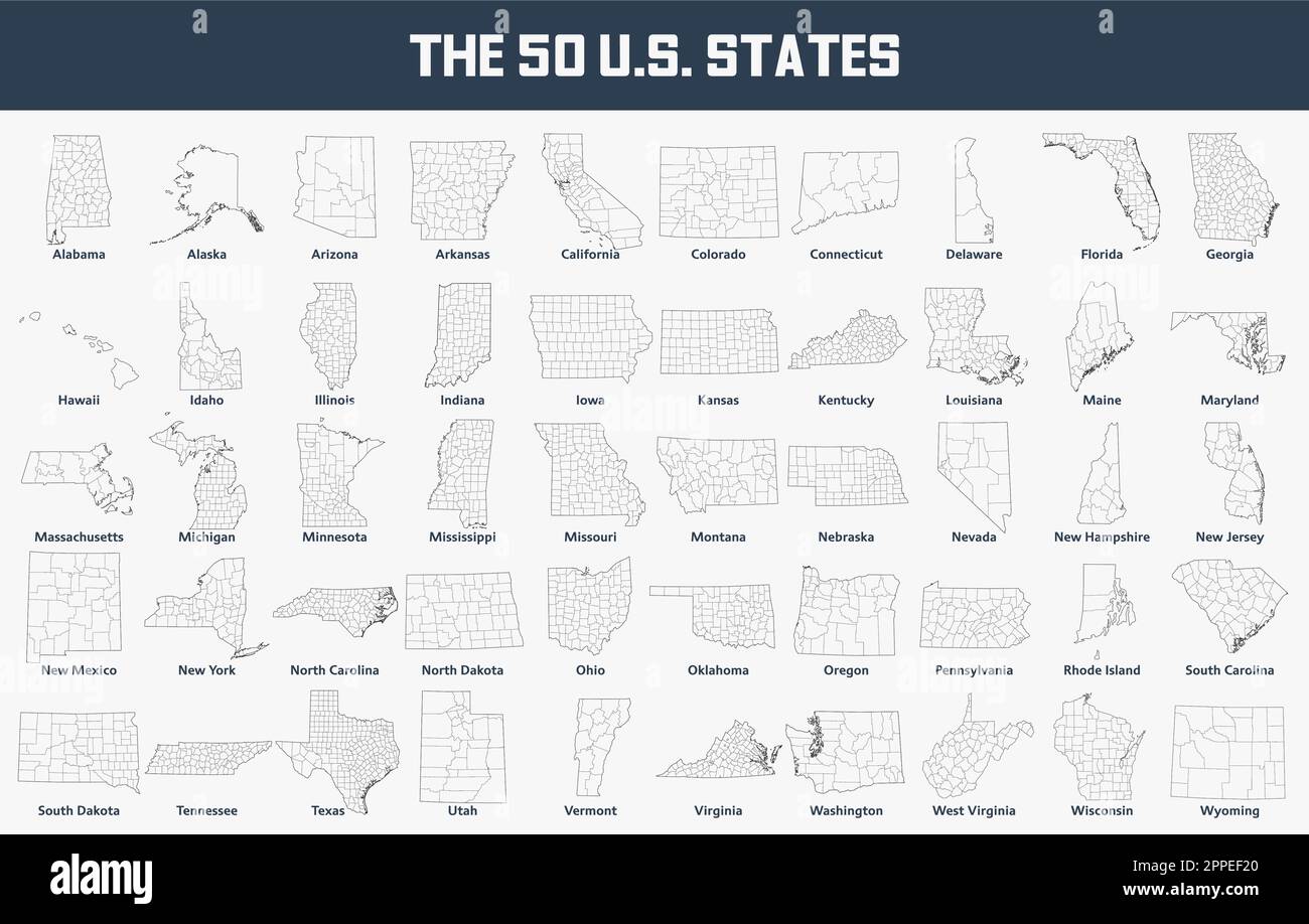50 states map Stock Vector Images - Alamy