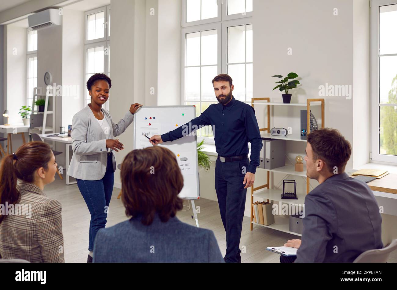 Multiracial people team employees of progressive company oversees ...
