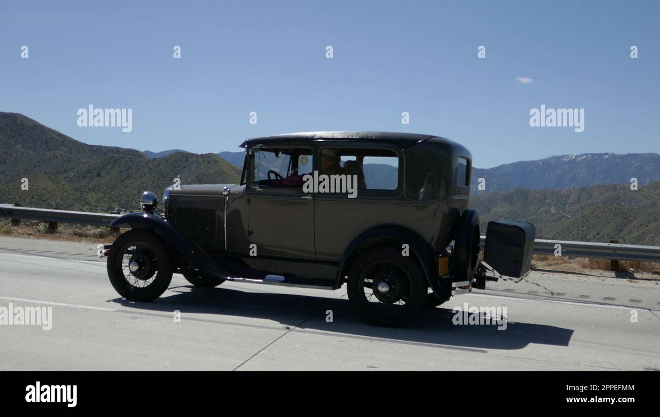 Los Angeles, California, USA 23rd April 2023 Antique Car driving on ...