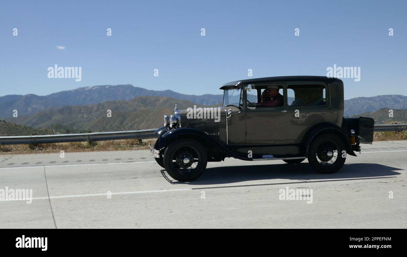 Los Angeles, California, USA 23rd April 2023 Antique Car driving on ...
