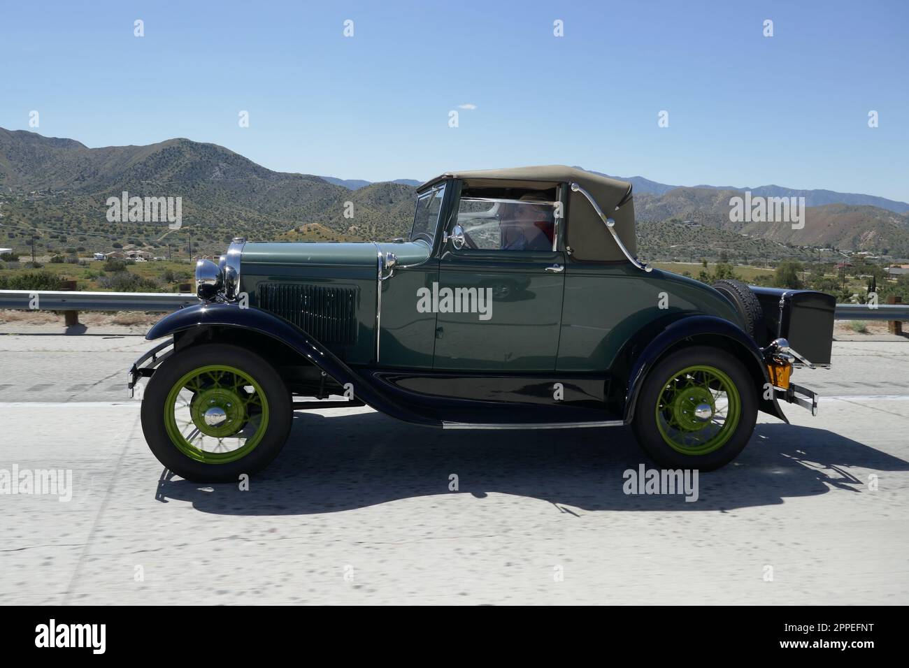 Los Angeles, California, USA 23rd April 2023 Antique Car driving on ...