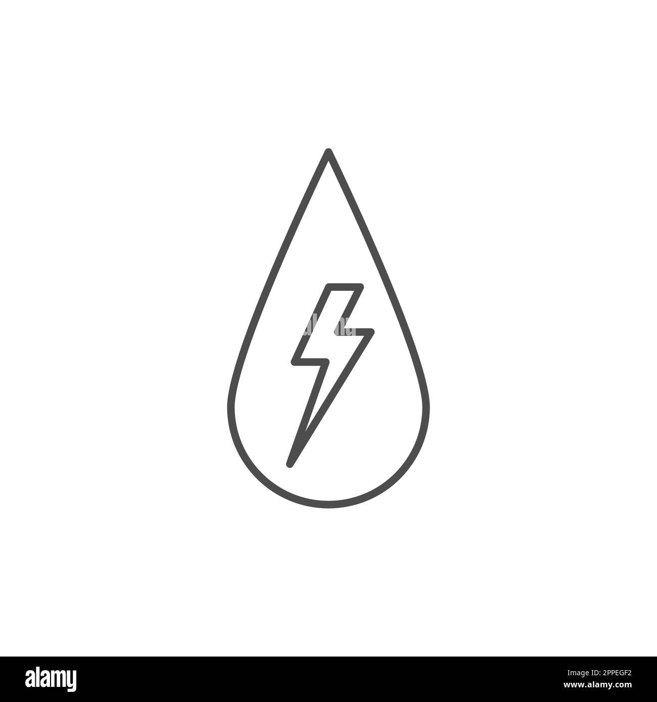 Water energy related vector linear icon. Water drop with lightning ...
