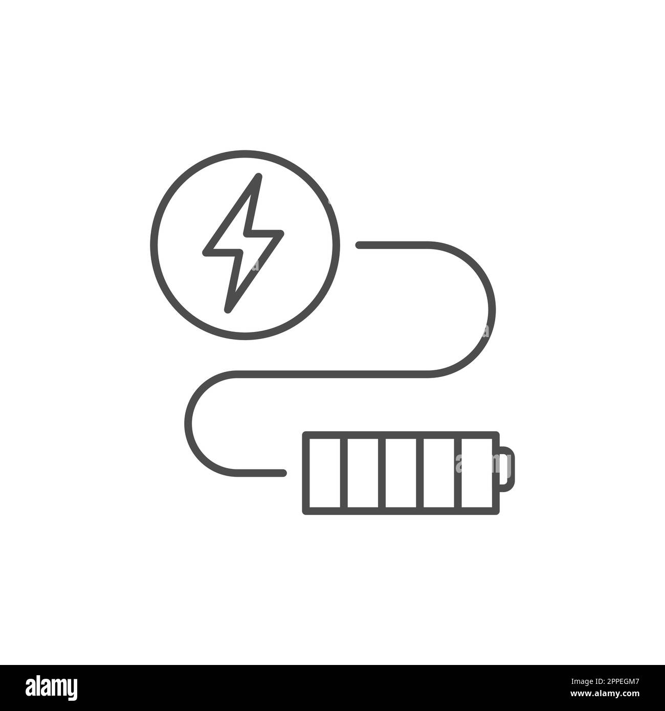 Battery with lightning related vector linear icon. Vector outline ...