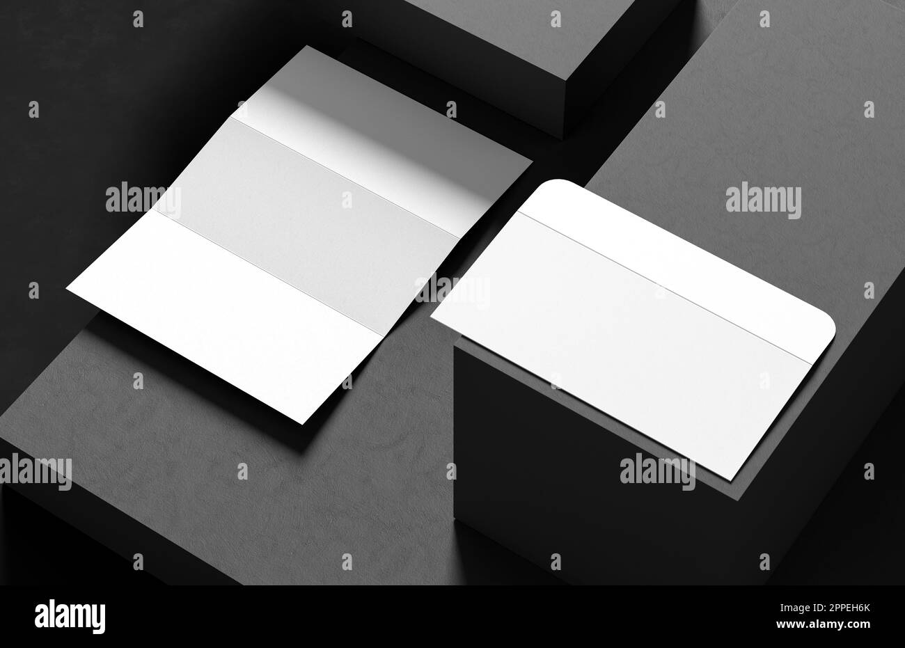 Envelope with paper mock up isolated on dark background. Business ...