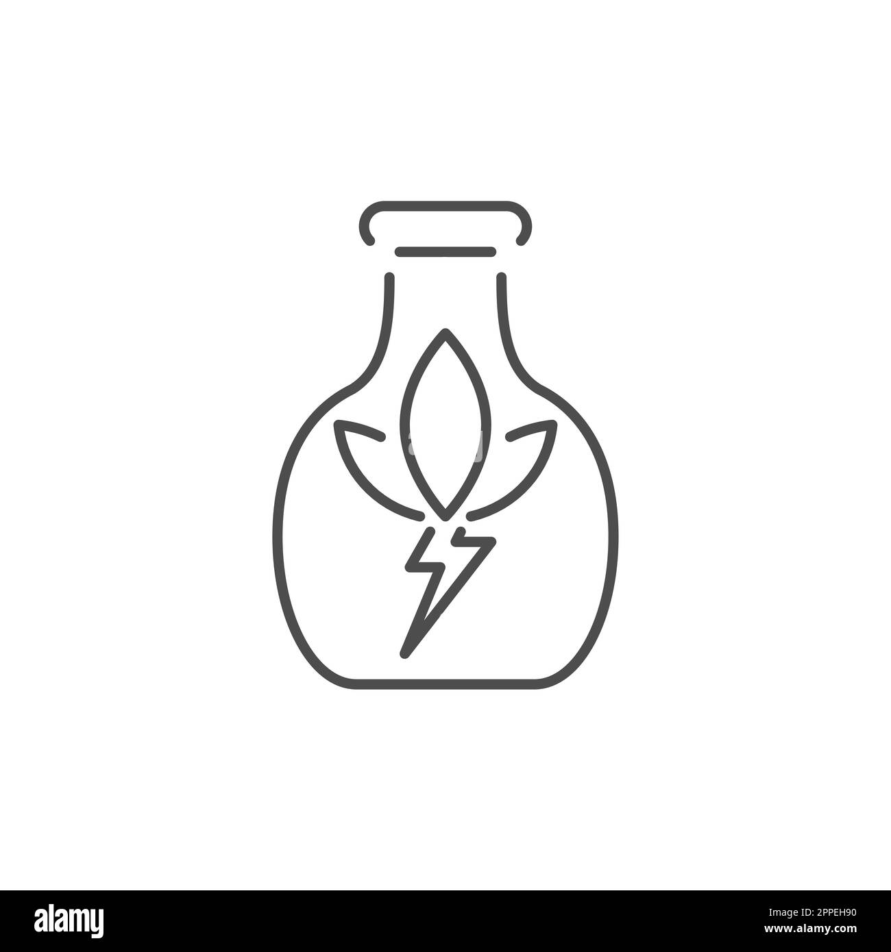 Biomass concept related vector linear icon. Laboratory flask with ...