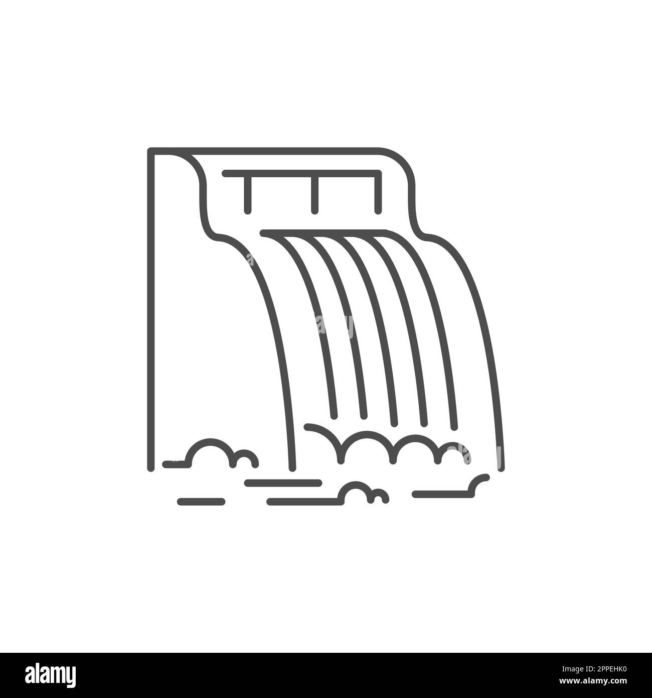 Hydroelectric related vector linear icon. Alternative energy, hydropower, water dam. Vector ...